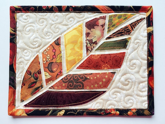 Autumn Leaf Mug Rug PDF Pattern Fall Mini Quilt Download | Etsy