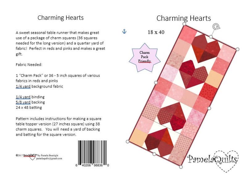 Heart Table Runner PDF Quilt Pattern 18 1/2 X 41 Inches or - Etsy Australia