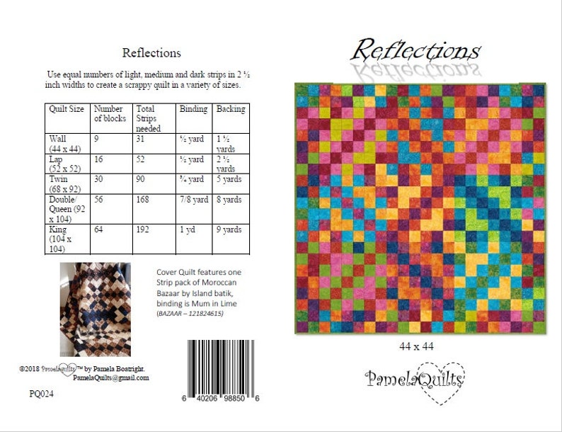 Reflections Jelly Roll Strip PDF Pattern for Scrap Quilt, Multi Size ...
