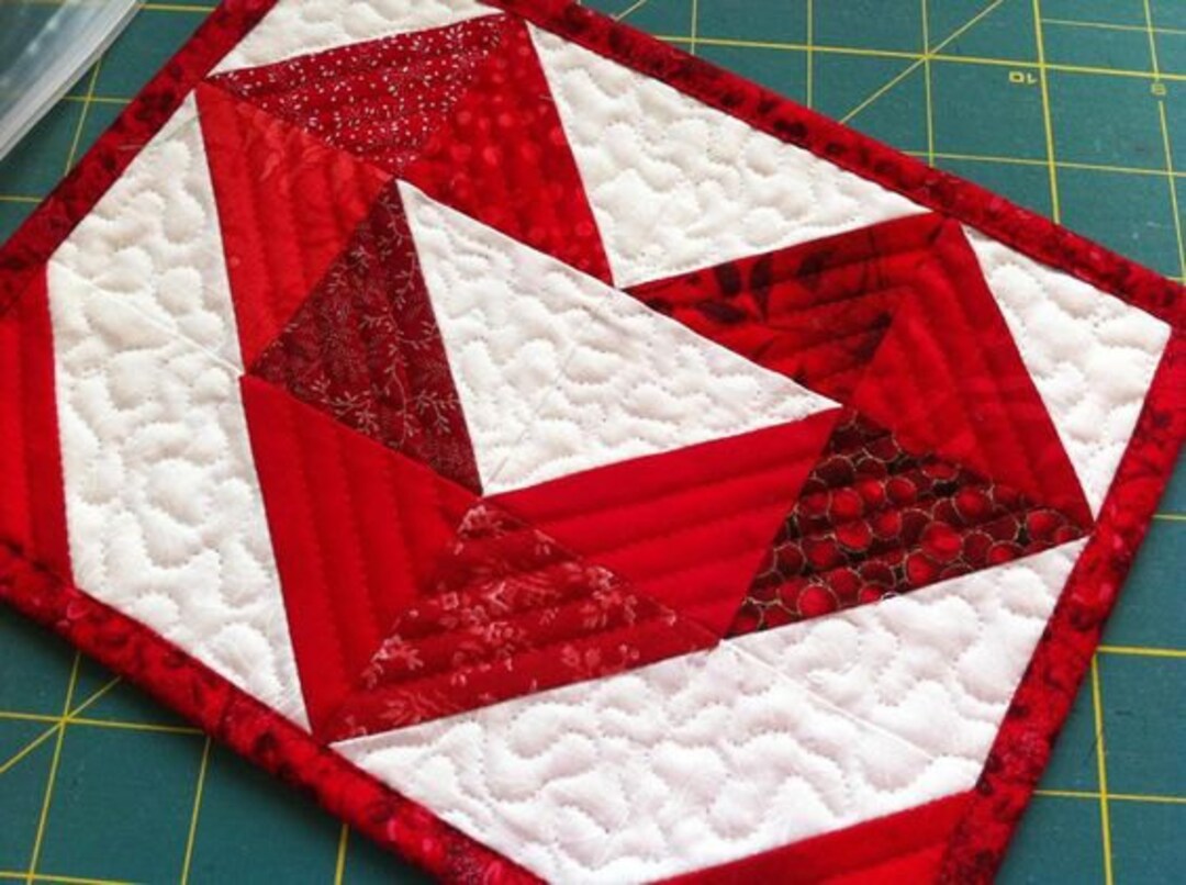 Quilted Heart Mug Rug PDF Pattern - Great Gift Idea, Instant Download ...