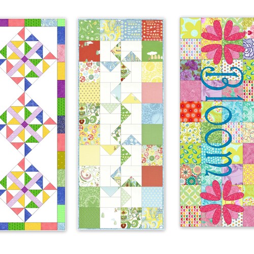 Printed Windmills Charm Square Table Runner Quilt Pattern - Etsy