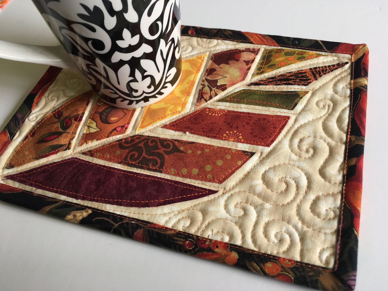 Autumn Leaf Mug Rug PDF Pattern Fall Mini Quilt Download | Etsy