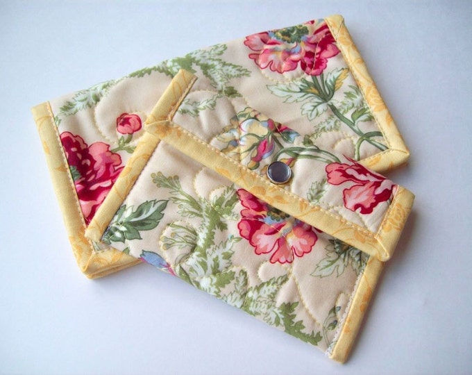 Handmade Quilted Checkbook Cover and Wallet Set - Fabulous Floral - Etsy