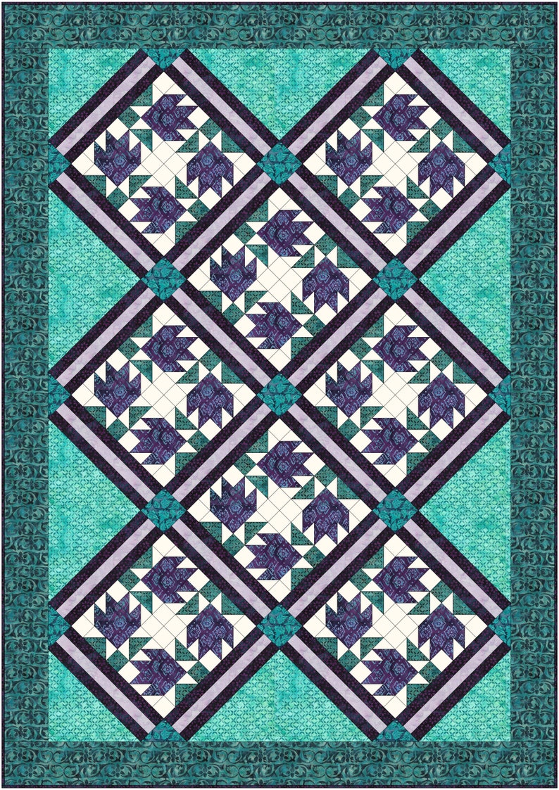 Swirling Thistle PDF Quilt Pattern Measures 51 X 72 - Etsy