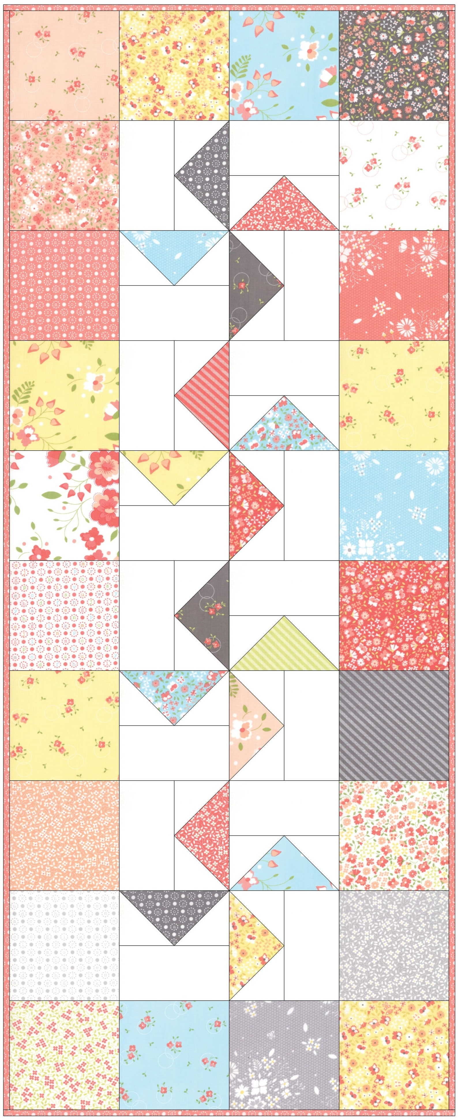 Printed Windmills Charm Square Table Runner Quilt Pattern - Etsy