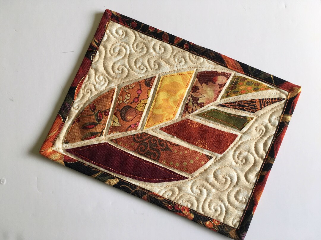 Autumn Leaf Mug Rug PDF Pattern, Fall Mini Quilt Download, Fusible ...