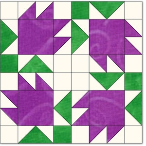 Swirling Thistle Original Quilt Block Pattern, 12 Inch Finished Block ...