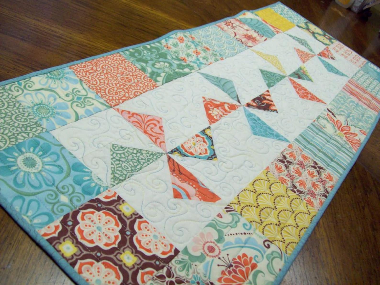 Printed Windmills Charm Square Table Runner Quilt Pattern - Etsy