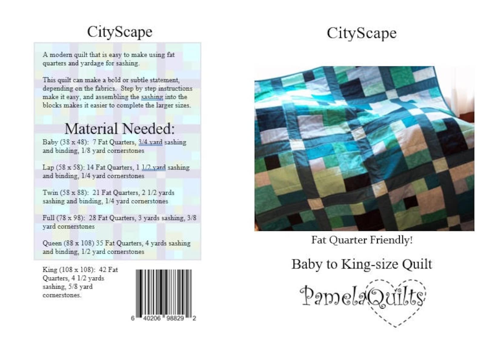Cityscape Modern Quilt Pattern, PDF File Instant Download, Easy ...