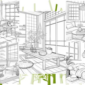 Japanese Coloring, Japanese Interior, Interior Coloring, Japanese ...
