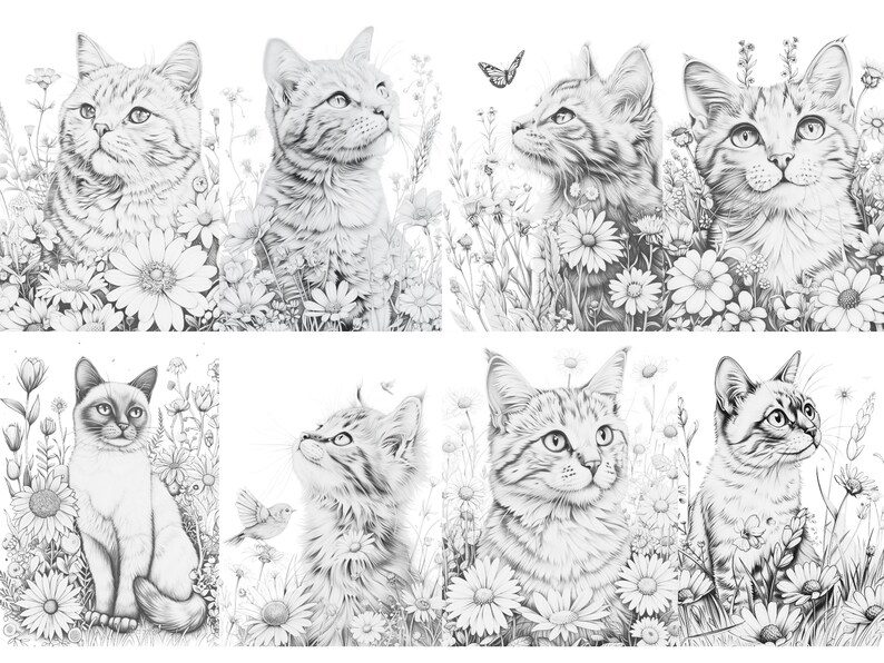 Cat Coloring Page, Printable Cat Coloring Pages, Cat Adult Coloring ...