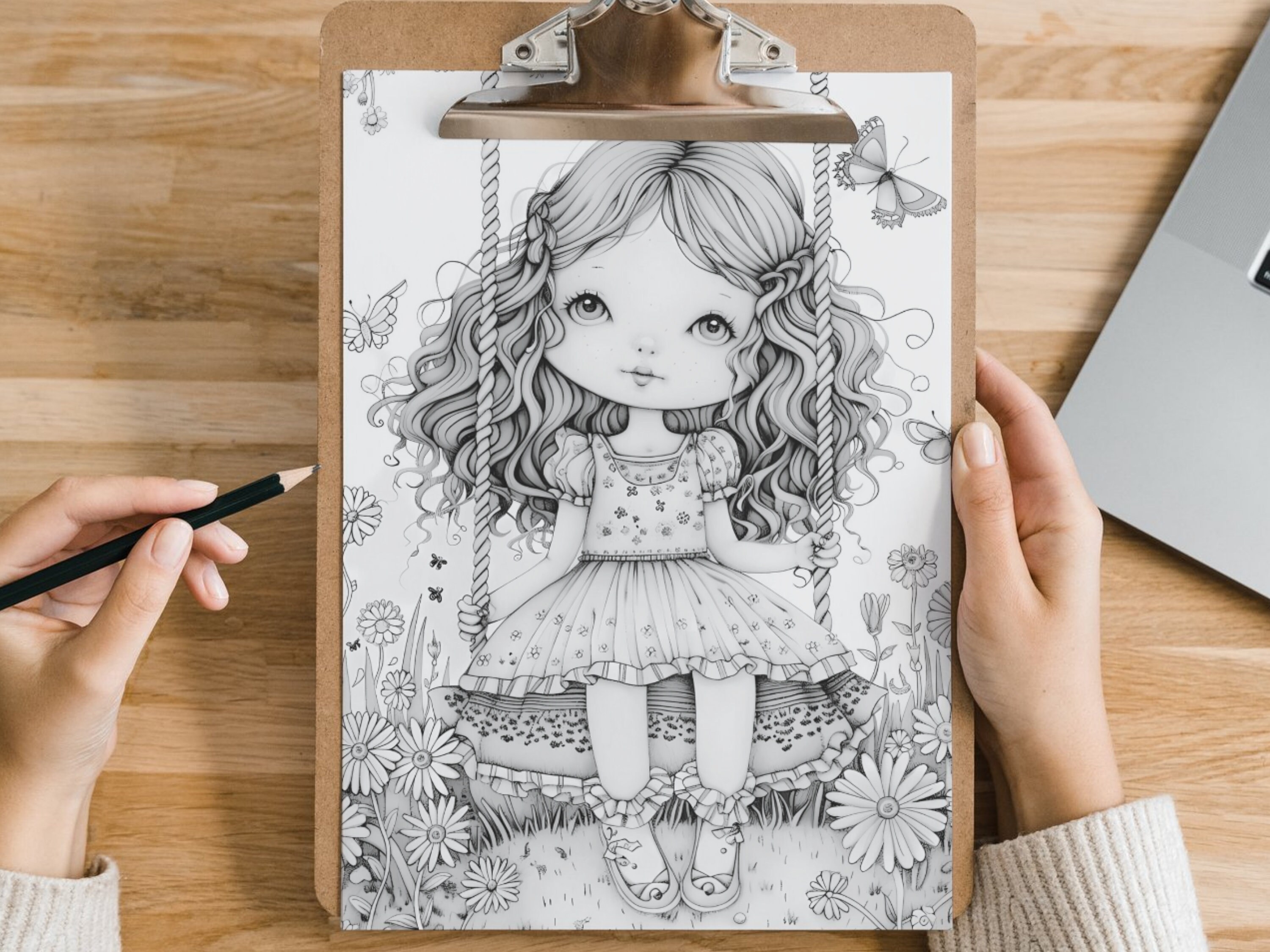 Doll Coloring Page, Printable Doll Coloring Pages, Cute Doll Coloring ...