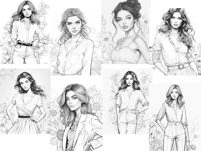 Fashion Illustration Coloring Book, Fashion Coloring Pages for Adults ...