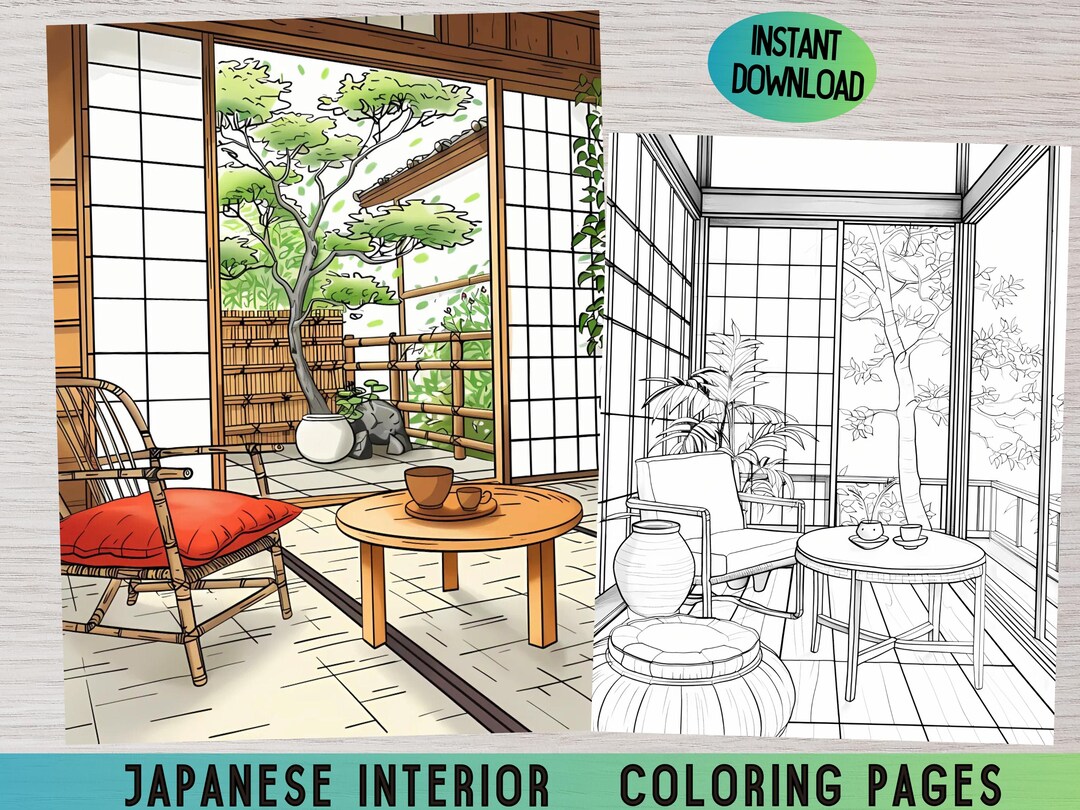 Japanese Coloring, Japanese Interior, Interior Coloring, Japanese ...