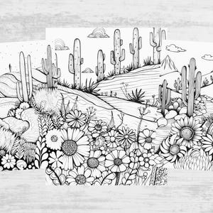 Desert Coloring Pages - Cactus Coloring Sheets, Desert Landscape ...