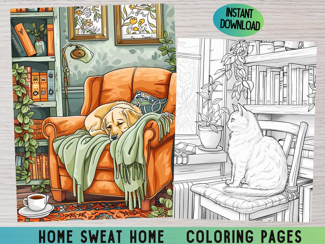 Cozy Home Coloring Pages, Cozy Coloring Book, Cozy Coloring Pages ...