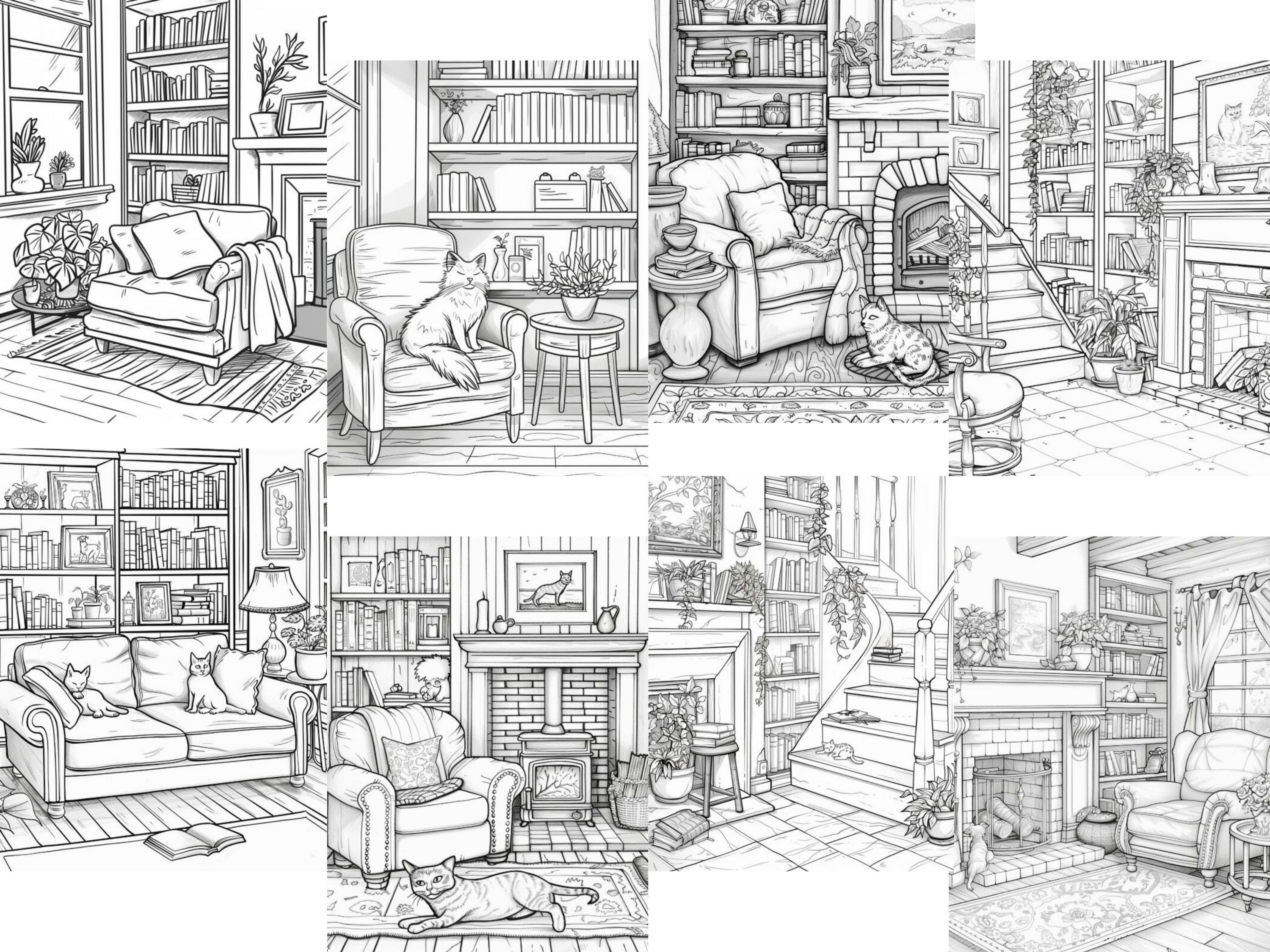 Cozy Home Coloring Pages, Cozy Coloring Book, Cozy Coloring Pages ...