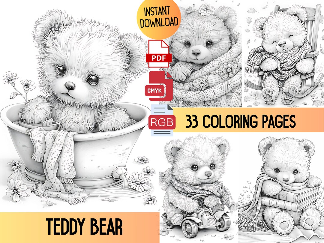 Teddy Bear Coloring Pages, Teddy Bear Coloring Book, Cute Bear Coloring ...