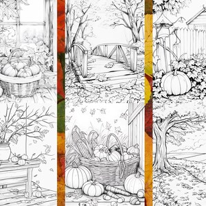 Autumn Coloring Pages, Pumpkins, Leaves (printable) - Etsy