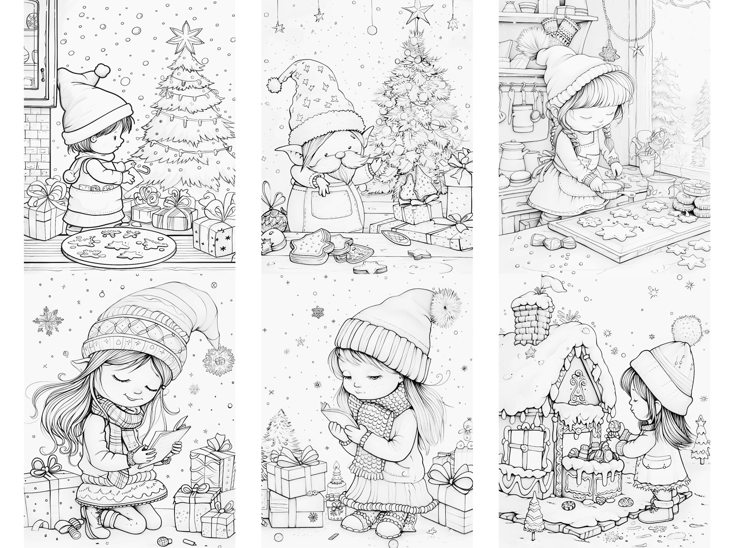 Christmas Gnome Coloring Pages, Holiday Snow Scenes (digital Download ...