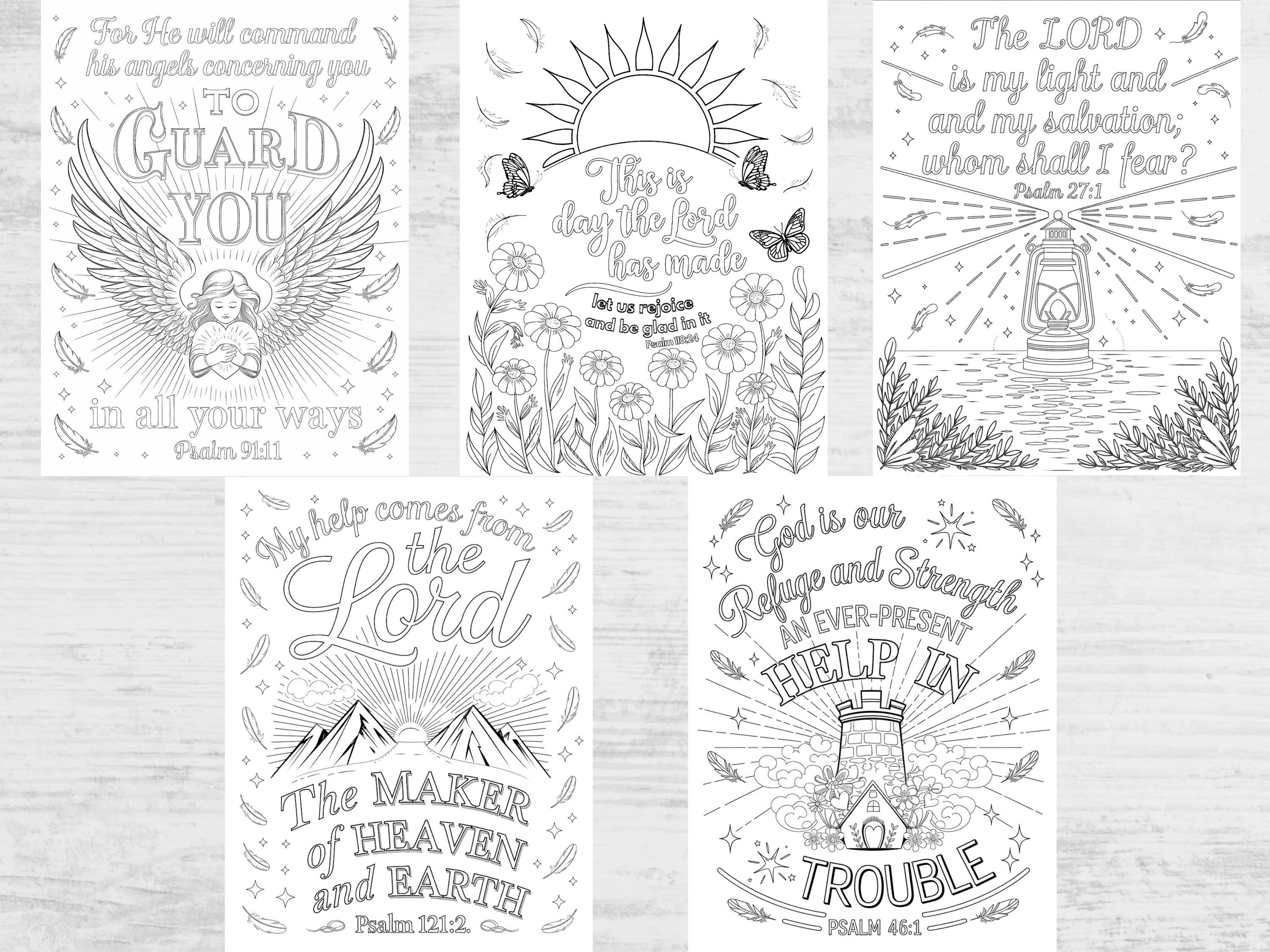 Bible Verse Coloring Pages, Christian Adults and Kids (printable and ...