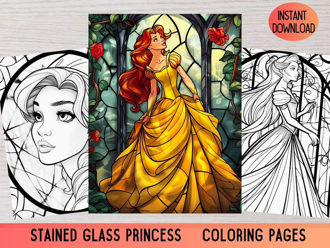 Stained Glass Coloring Pages, Adult Coloring Book, Coloring Book ...