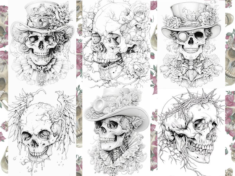 Skull Coloring, Adult Coloring Pages Skulls, Adult Skull Coloring Book ...