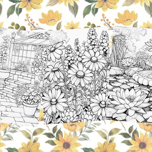 Floral Garden Coloring Pages, Digital Coloring, Gardens Coloring ...