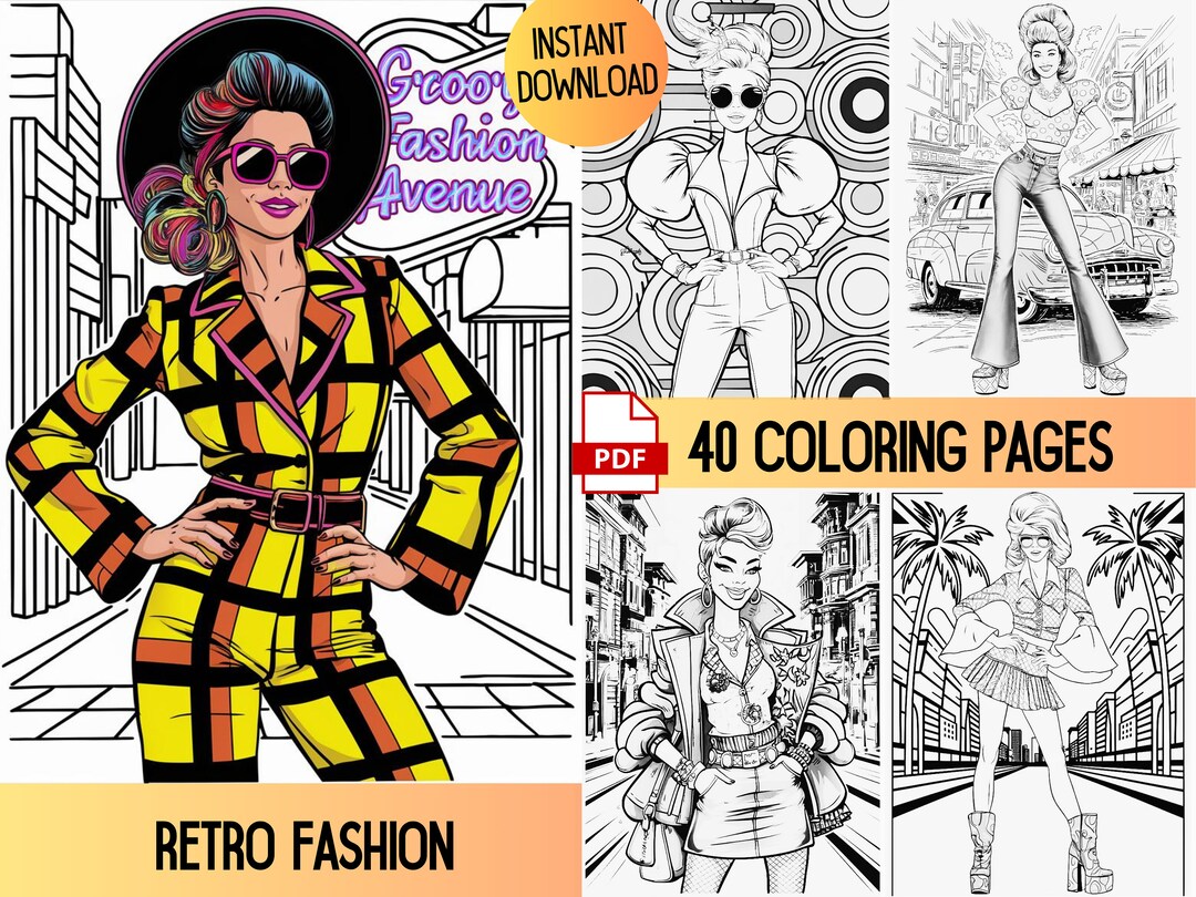 Retro Coloring Pages, Coloring for Adults, Groovy Coloring Page, Adult ...