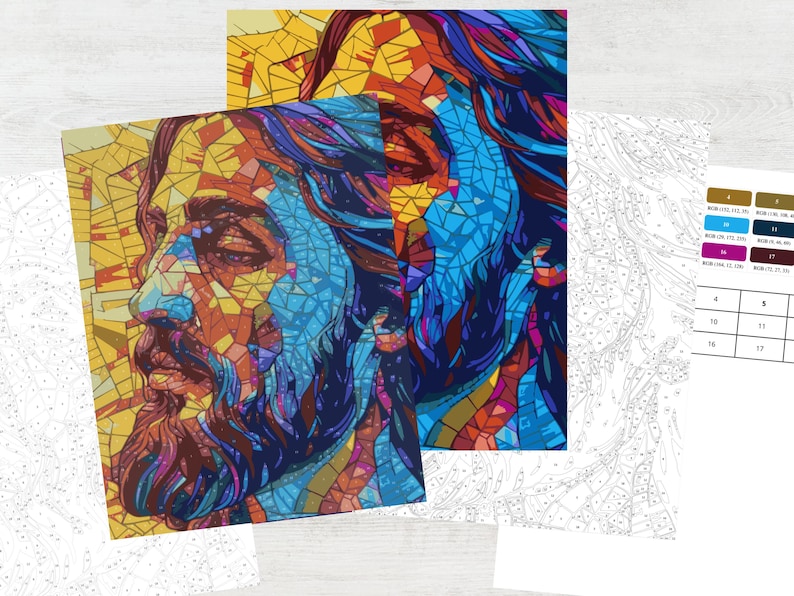 Jesus Color by Number Pages for Adults, Printable PNG & PDF - Etsy