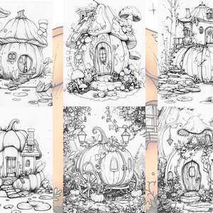 Pumpkin Houses and Carriages Coloring Book, Autumn Fantasy (PDF Pattern ...