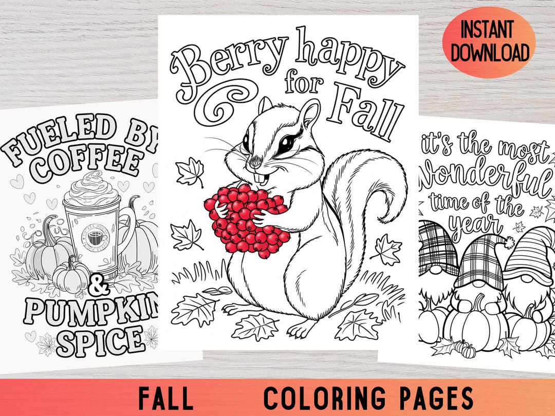 Fall Coloring Pages, Autumn Adult Coloring Pages, Printable Fall ...
