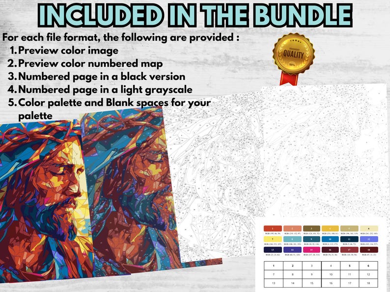 Jesus Color by Number Pages for Adults, Printable PNG & PDF - Etsy