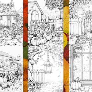 Autumn Coloring Pages, Pumpkins, Leaves (printable) - Etsy