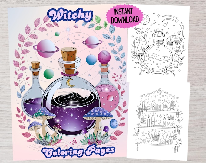 Cozy Witchy Coloring Pages: Spiritual Magic Designs (PDF Download ...