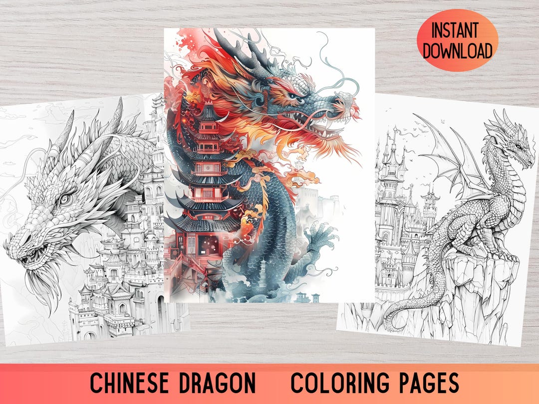 Chinese Dragon Coloring Pages, Lunar New Year (PDF) - Etsy