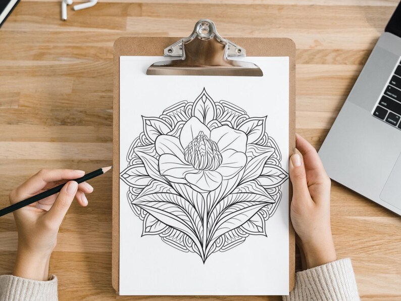 Floral Mandala Coloring Pages | Printable Adult Coloring Book (digital ...