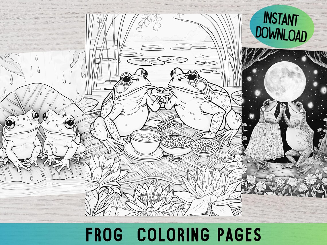 Frog Coloring Pages, Printable Frog Illustrations (digital Download) - Etsy