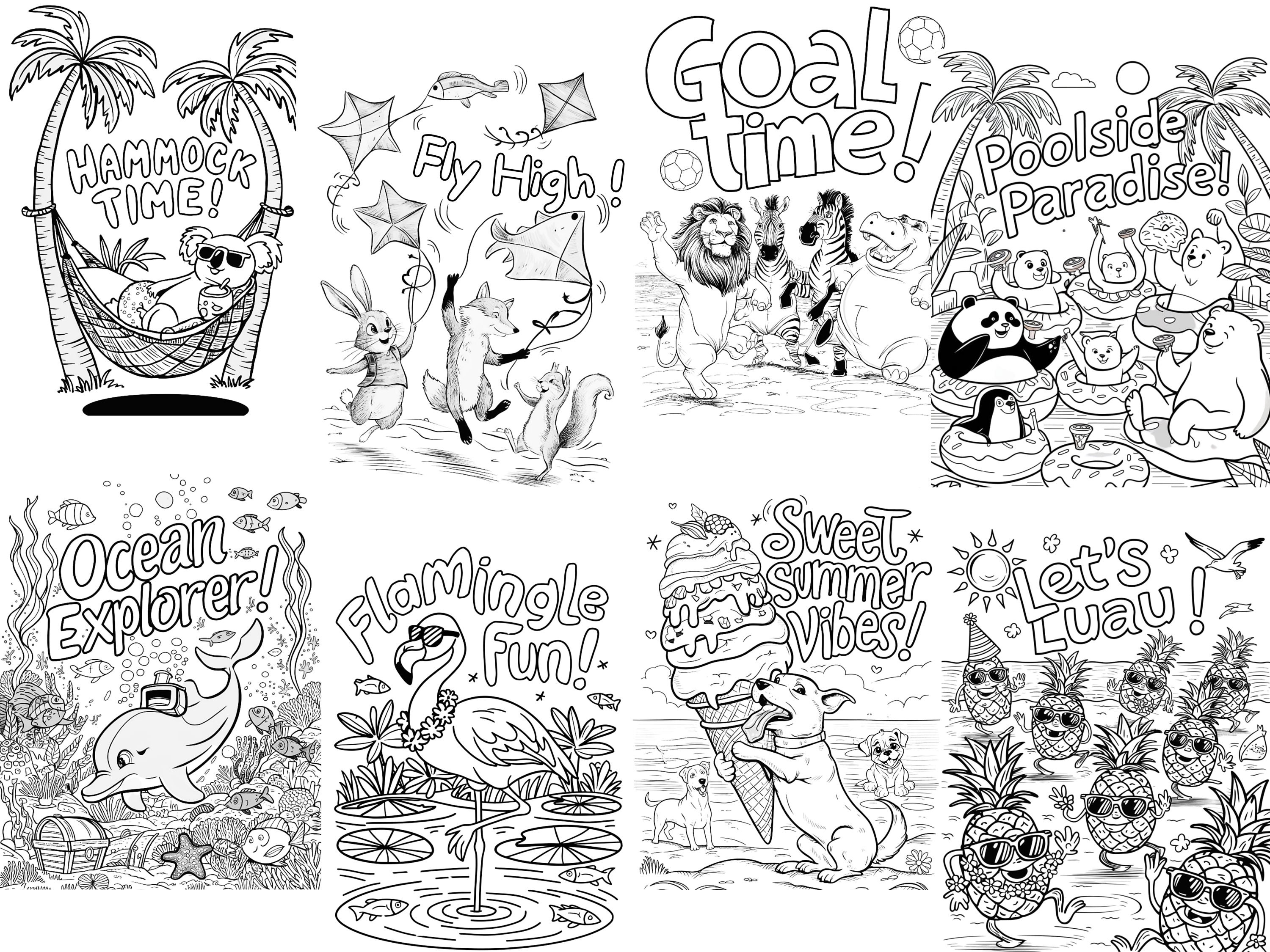 Tropical Coloring, Summer Coloring Page, Beach Coloring, Summer ...