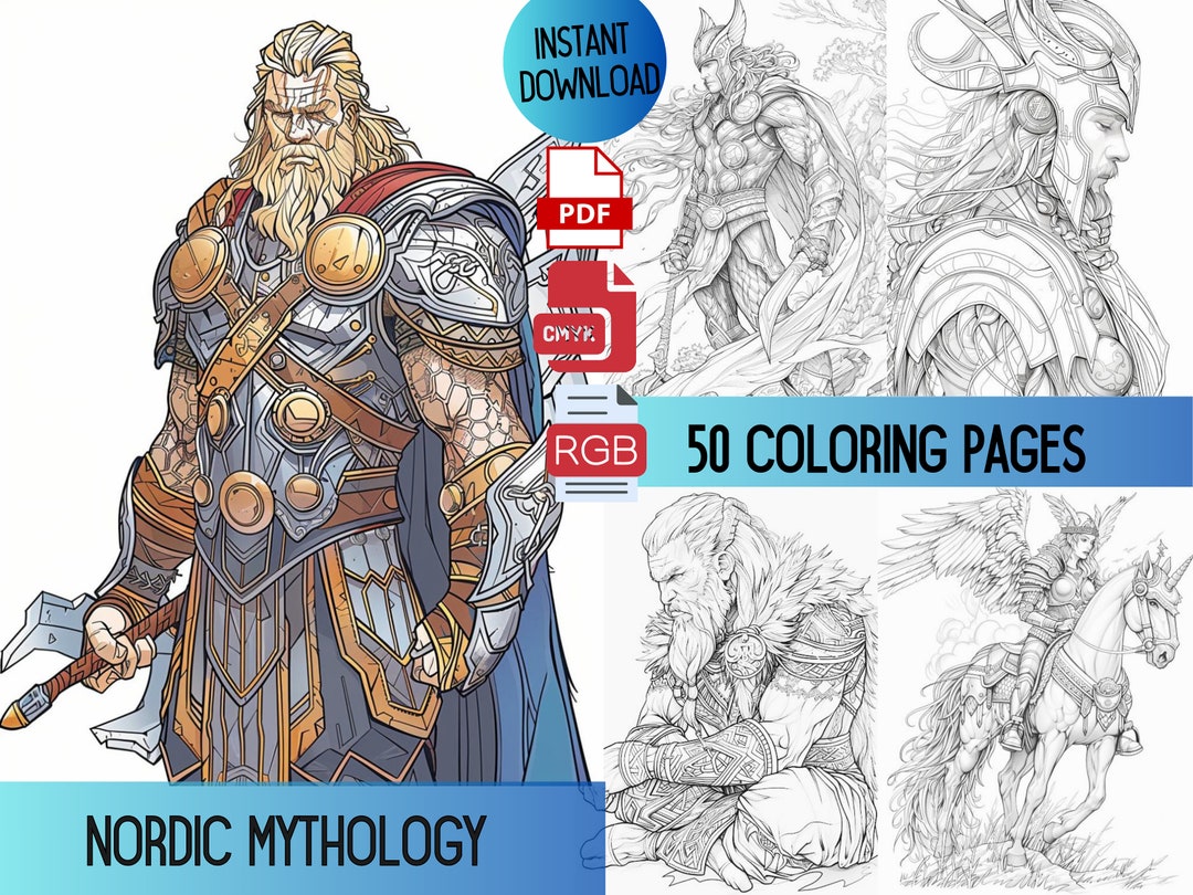 Nordic Coloring Book, Nordic Mythology, Fantasy Coloring, Adult ...