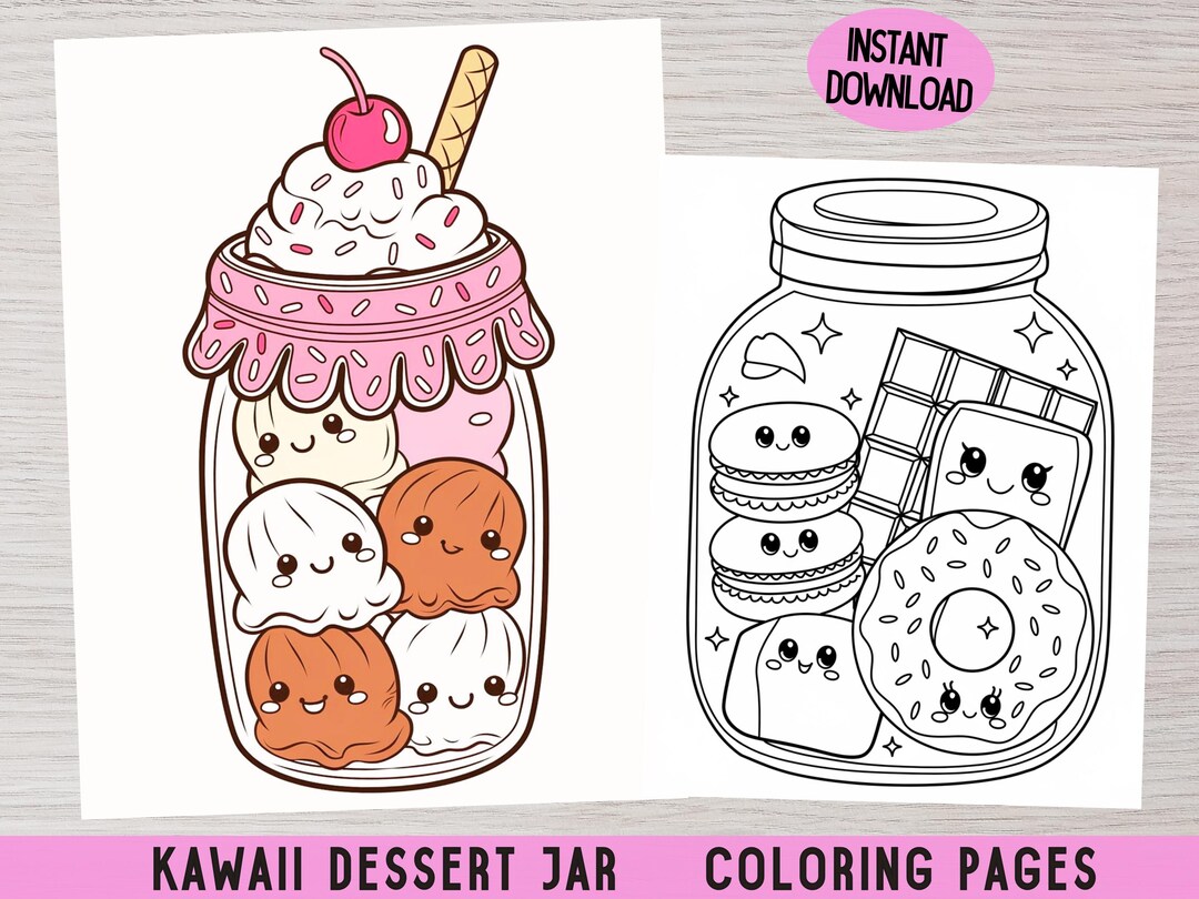 Kawaii Dessert Coloring Pages, Cute Kawaii Coloring Sheets, Sweet ...