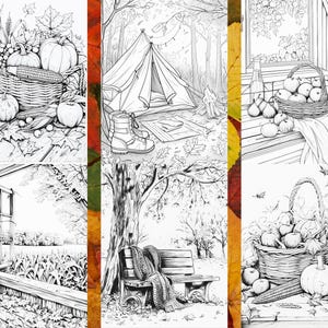 Autumn Coloring Pages, Pumpkins, Leaves (printable) - Etsy