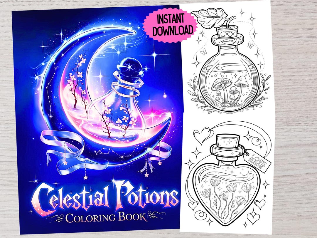Potion Coloring Pages, Magical Potion Jar, Magical Coloring, Fantasy ...