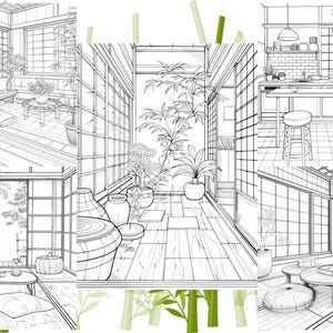 Japanese Coloring, Japanese Interior, Interior Coloring, Japanese ...