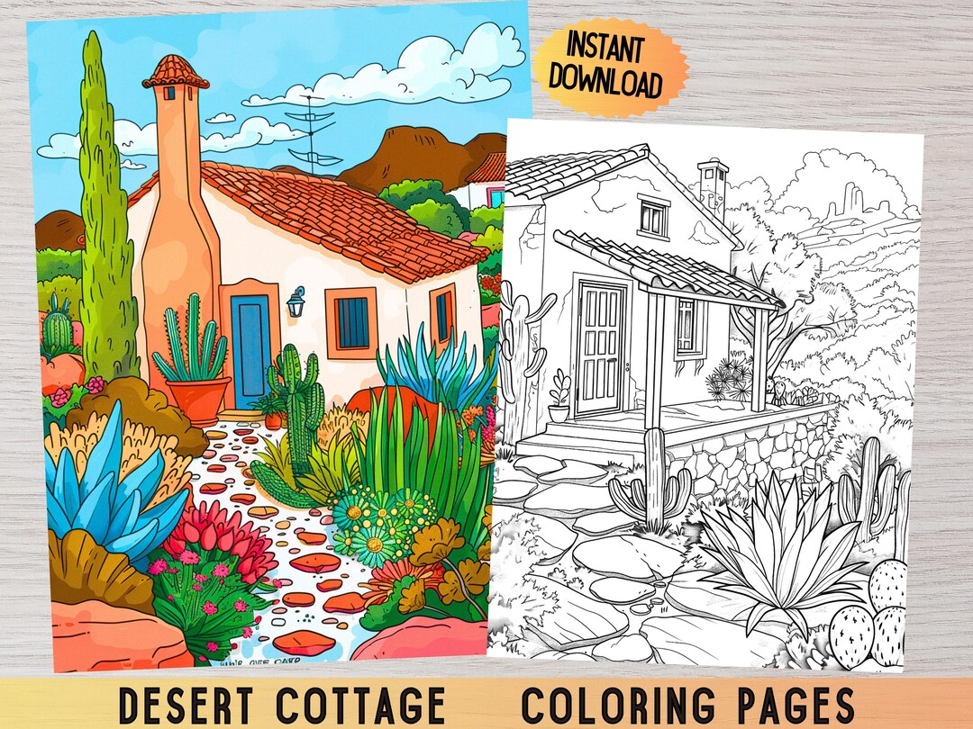 Desert Coloring Pages, Cactus Coloring Pages, Desert Landscape Coloring ...