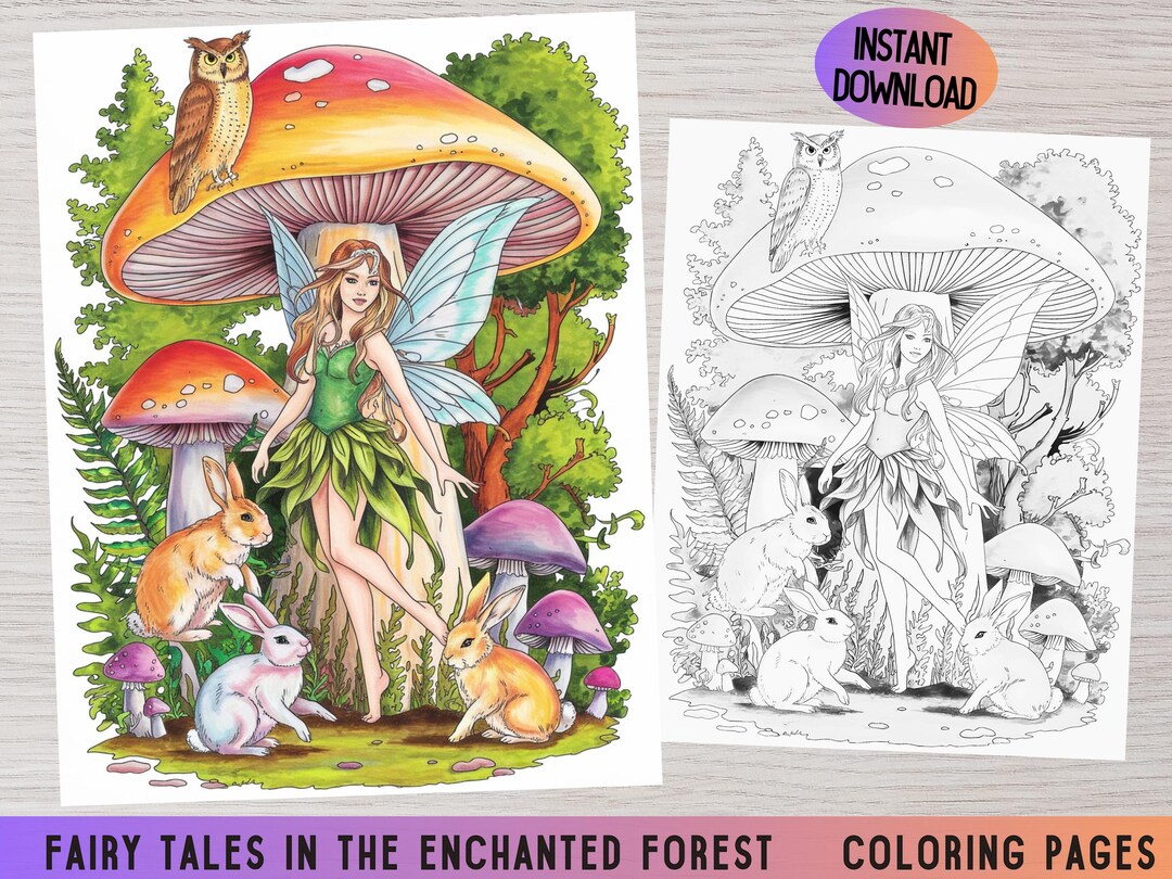 Fairy Tale Coloring Page, Printable Fairy Coloring Pages, Coloring Book ...