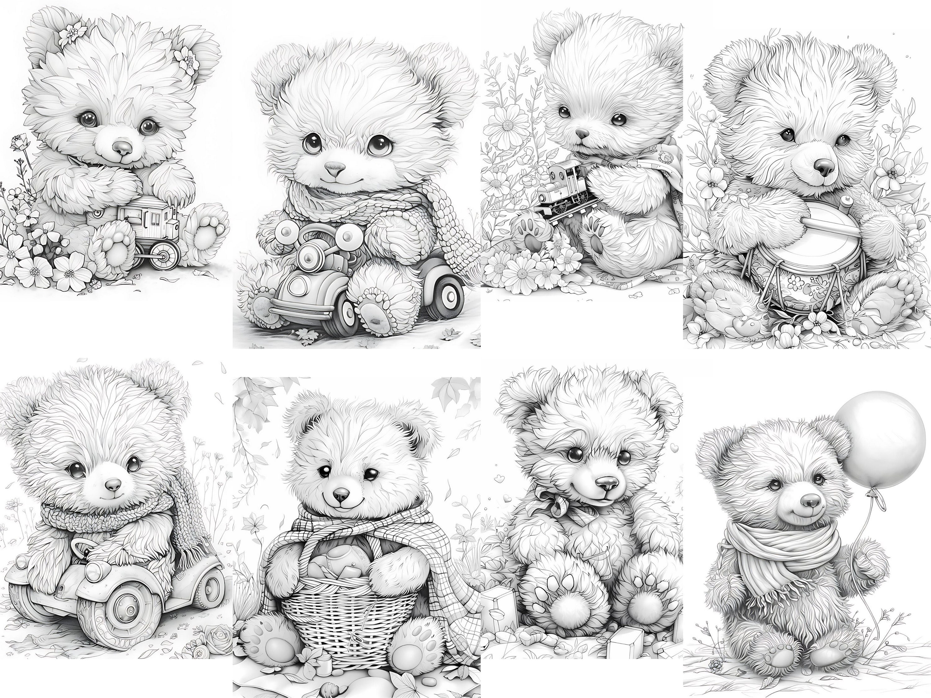 Teddy Bear Coloring Pages, Teddy Bear Coloring Book, Cute Bear Coloring ...