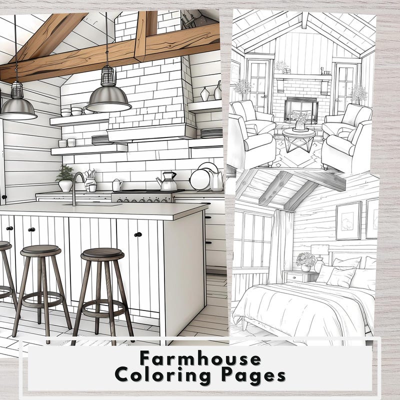 Adult Coloring Books Home Interiors - Etsy