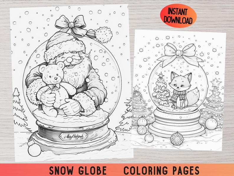 Snow Globe Coloring, Holiday Coloring Page, Christmas Coloring, Snowman ...