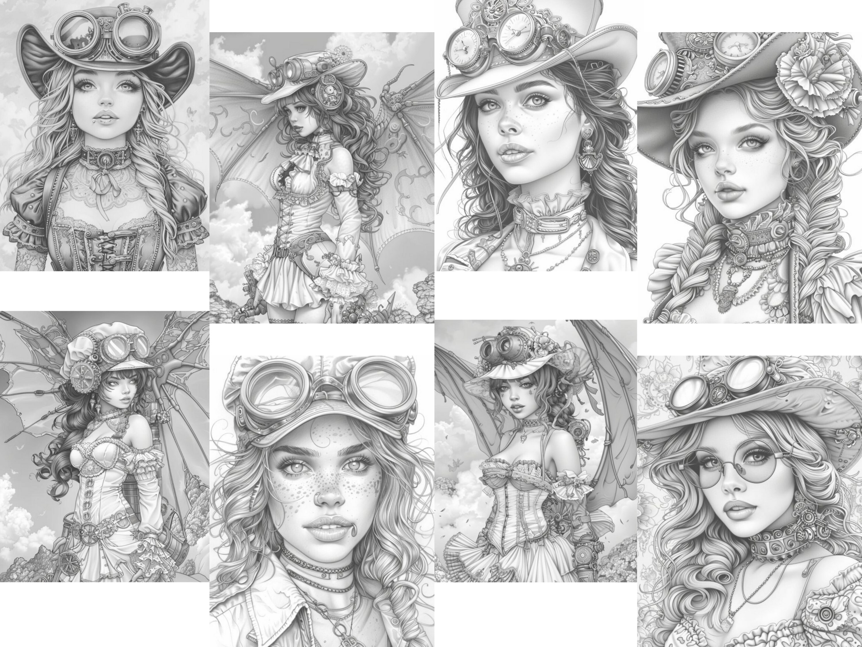 Steampunk Coloring, Fantasy Coloring, Digital Coloring, Steampunk ...